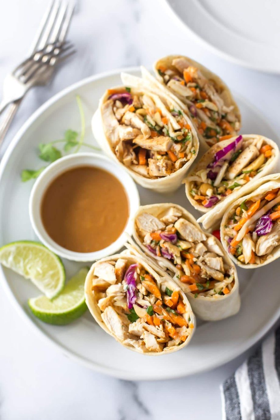 Easy, Peanut Chicken Wraps (Dairy Free) - Simply Whisked