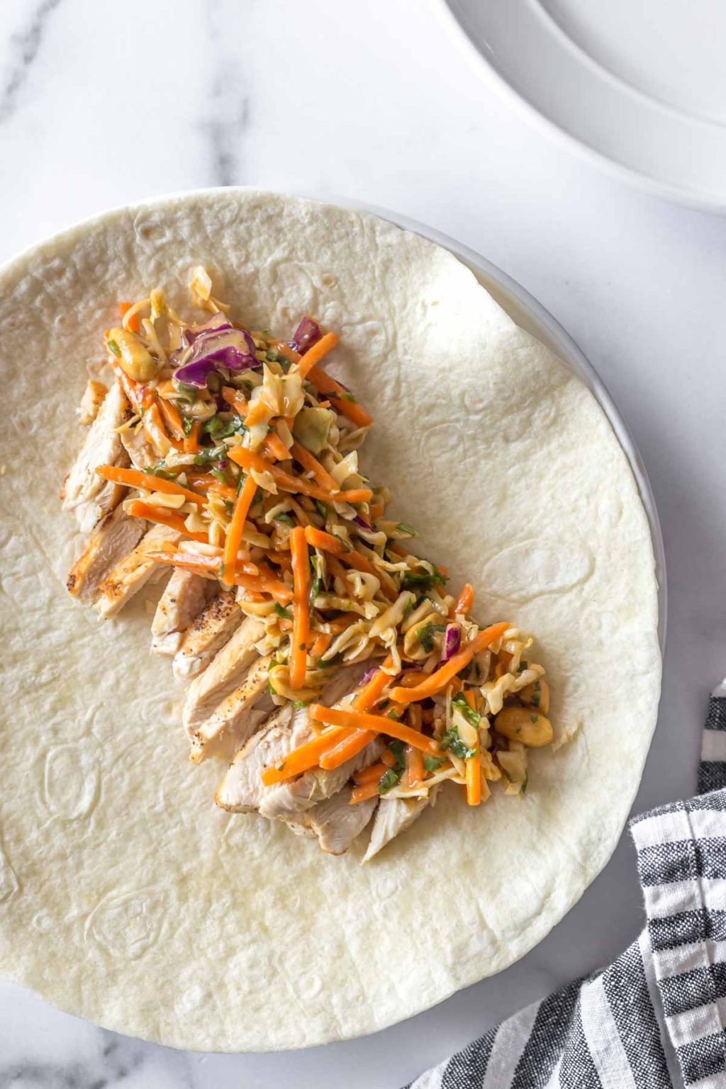 Easy, Peanut Chicken Wraps (Dairy Free) - Simply Whisked