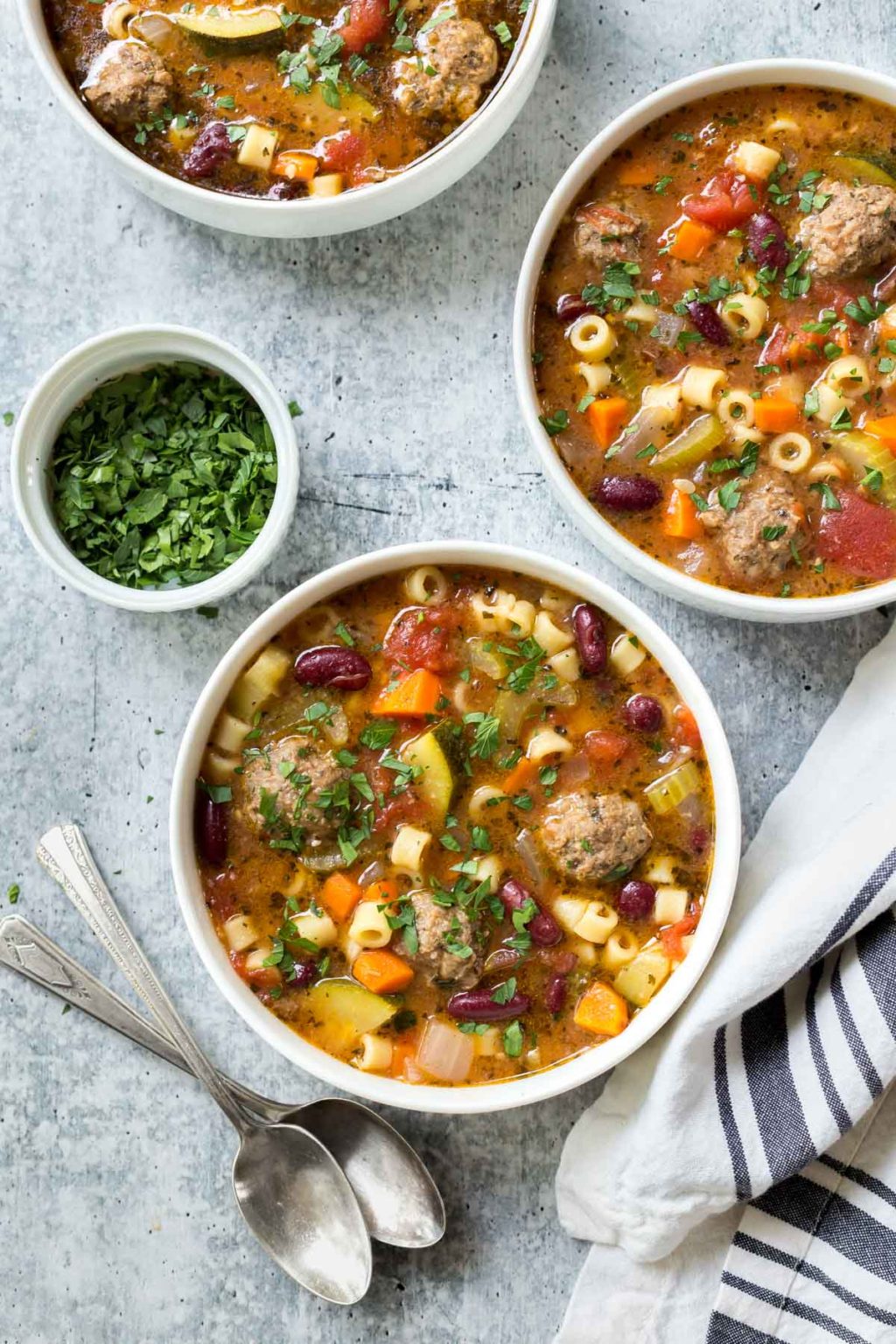 Minestrone Soup Recipe with Meatballs (Dairy Free) - Simply Whisked