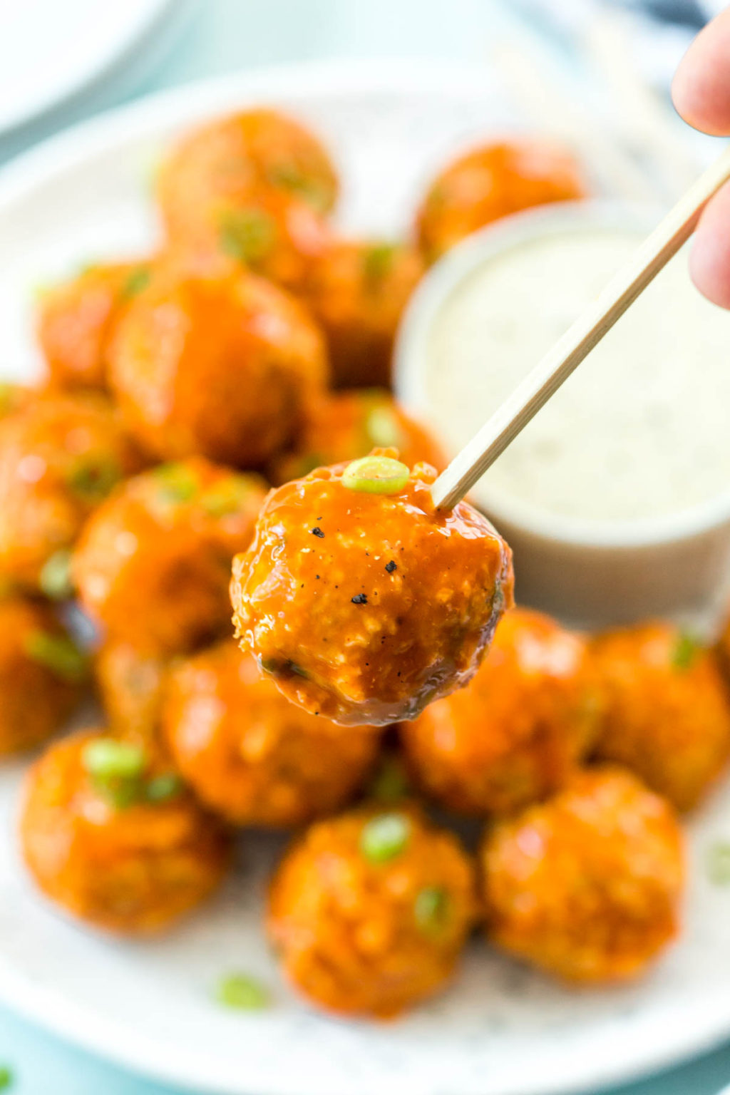 Buffalo Chicken Meatballs - Simply Whisked