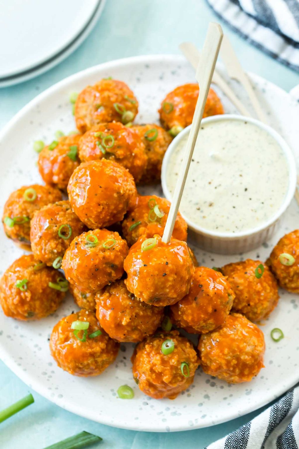 Buffalo Chicken Meatballs - Simply Whisked