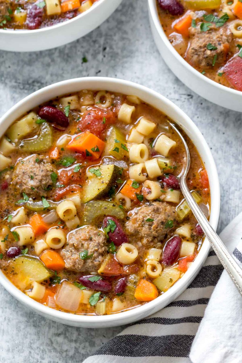 Minestrone Soup Recipe with Meatballs (Dairy Free) - Simply Whisked